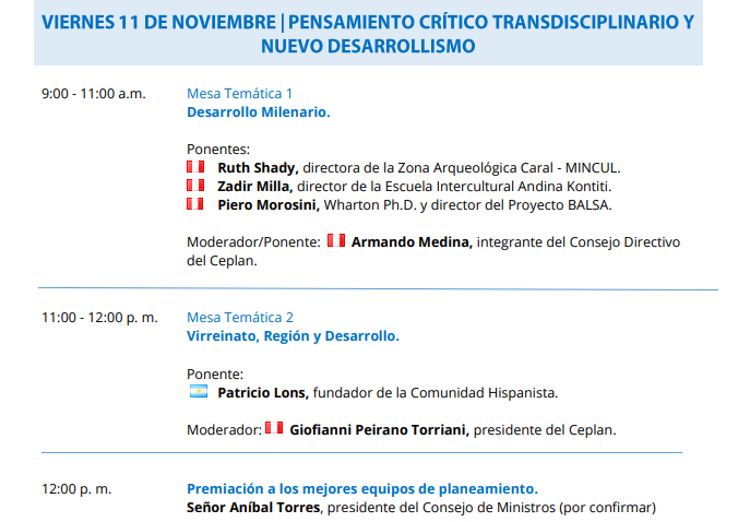 I Congreso Internacional de Planeamiento, Prospectiva y Desarrollo Nacional - CEPLAN - 8 al 11 ...
