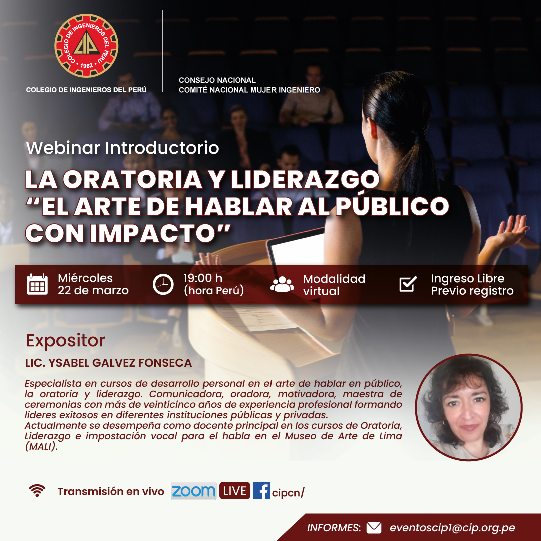 Webinar introductorio: LA ORATORIA Y LIDERAZGO "El arte de hablar al público con impacto ...